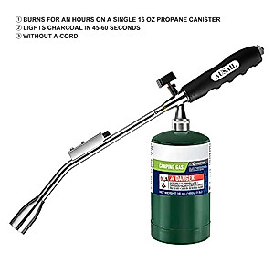 Grill Torch Charcoal Starter,BBQ Torch,30,000BTU,Grill Gun Propane Torch,Self Igniting with Flame Control Valve and Ergonomic Anti-slip Handle(Fuel Not Included)