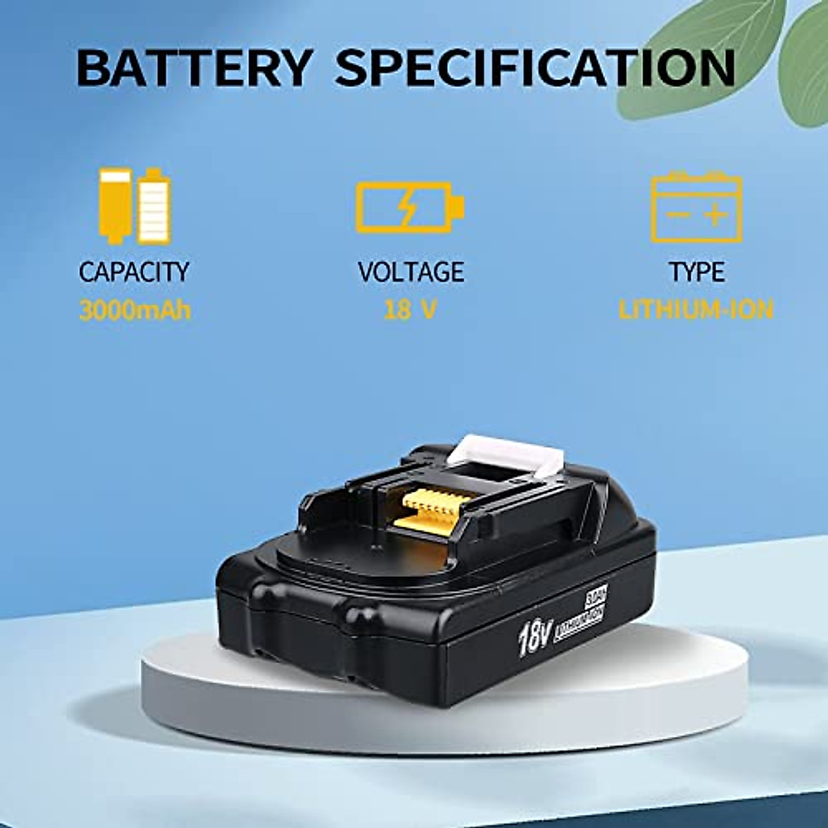 Mingsci 2 Pack 3.0Ah BL1815 Battery Replacement for Makita 18V Battery Lithium ion BL1830B BL1815N BL1820 BL1820B BL1830 BL1840 BL1840B BL1850 BL1840B BL1860 BL1840B