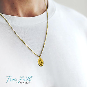 TrueFaithJewelry 12KT Gold-Filled Our Lady Of Grace Miraculous Medal Necklace Pendant Religious Jewelry, 5/8 Inch