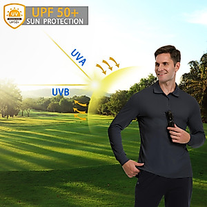 JWM Men's Long Sleeve Golf Polo Shirts - Athletic Casual Travel Performance Collar Shirts Lightweight Quick Dry UPF50