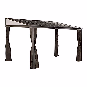 Sojag 10' x 14' Portland Gazebo Wall-Mounted Outdoor Weather-Resistant Aluminum Frame Sunroom Brown