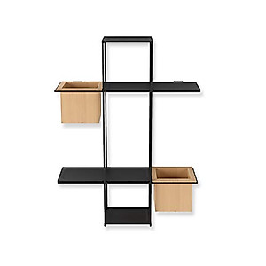 Umbra Cubist Floating Built-in Succulent Planter – Modern Wall Décor and Geometric Display Shelf for Books, Candles, Mementos, Photos, Indoor Plants and More, Multi, Black