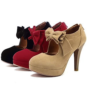 Mostrin Black Closed Toe Heels for Women with Bow Mary Jane Platform Pumps Dress Shoes Sexy High Heel for Prom Dance Size 8.5