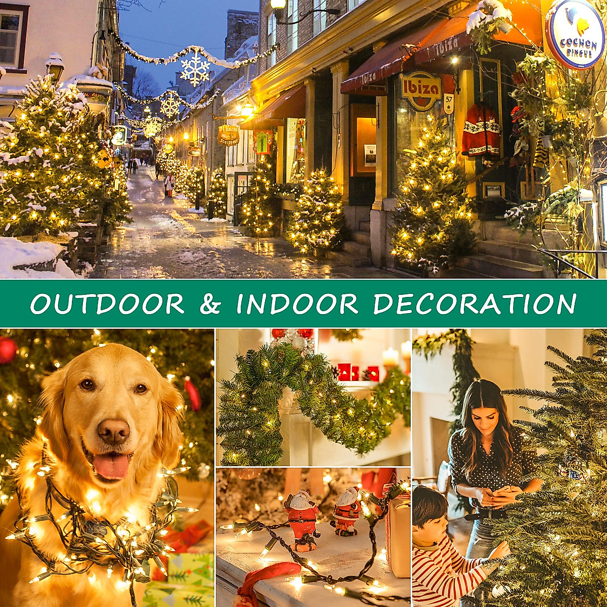 HEYFUNi Clear Christmas Lights 50Count 13Feet White Christmas Tree Lights Set, Incandescent Bulb Mini String Lights for Indoor Outdoor Tree Party Weeding Home Xmas Holiday Decorations,Green Wire