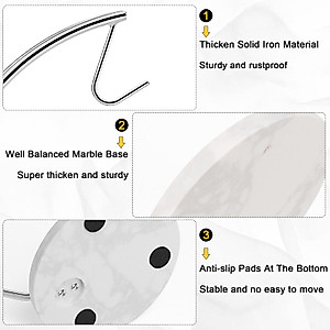 Livabber Banana Holder with Marble Base, Metal Banana Hanger Modern Tree Stand with Hook, Stylish Banana Keeper Fresh Fruit Storage Organizer Freestanding for Kitchen Countertop (Chrome, Single Hook)