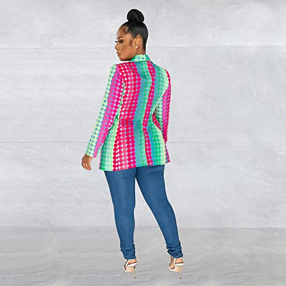 Women Fall Outwear Blazer Tops Open Front Comfort Knit Lapel Polka Dot Winter Coat for Performance Sport Jacket Suit 2XL