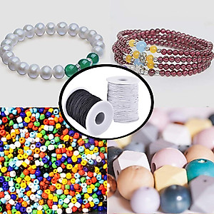 Elastic String for Bracelets, 2 Rolls 1 mm Sturdy Stretchy Elastic Cord for Jewelry Making, Necklaces, Beading