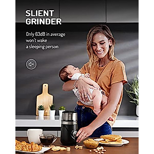 SHARDOR Adjustable Coffee Grinder Electric, Herb, Spice Grinder, Coffee Bean, Espresso Grinder with 2 Removable Stainless Steel Bowl, Black