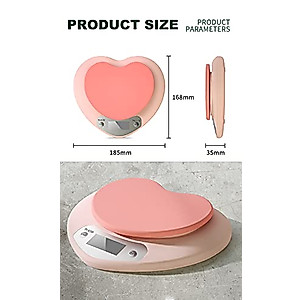 YRY Pink Kitchen Scale - Large LCD Display, Tare Function, 11 lbs(5kg) Capacity, 0.03 oz.(1g) Precise Graduation, ML and Oz Unit for Liquids and Solids - Ideal Food Scale for Baking & Cooking (5kg/1g)