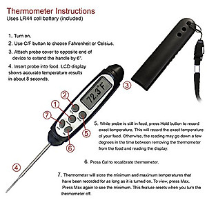 Boone Hearth Digital Food Thermometer/Kitchen Timer/Stopwatch/Clock