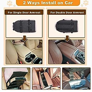 LOOBANI Center Console Dog Car Seat on Car Armrest, Comfortable Dog Car Seats for Small Dogs Cats to See Out Window Up to 12 Lbs, Portable Dog Booster Seat Fits Perfectly for Car, Travel, Home (Pink)