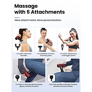 BOB AND BRAD Q2 Mini Massage Gun, Pocket-Sized Deep Tissue Massager Gun, Portable Percussion Muscle Massager Gun, Ultra Small & Quiet Muscle Massage Gun with Carry Case, FSA and HSA Eligible -Red