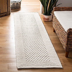 SAFAVIEH Natura Collection Runner Rug - 2'3" x 12', Ivory, Handmade Wool, Ideal for High Traffic Areas in Living Room, Bedroom (NAT450A)