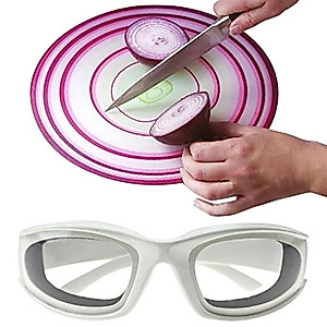 Haoun 2 Pack Onion Goggles Tear Free Kitchen Eye Glasses Onion Cutting Goggles with Inside Sponge (White)