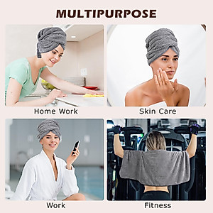 Ultra Plush Microfiber Hair Towel Wrap for Women, 2 Pack 10 inch X 26inch Purple, Ultra Absorbent Twist Hair Turban Drying Cap Hair Wrap, For Drying Curly, Long & Thick Hair (Large Size Beige Blue)