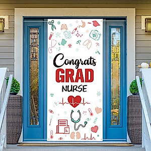 Labakita Congrats Grad Nurse Door Banner, Congrats Nurse Door Cover, Nurse Graduation Decorations, Medical School Nurse BSN RN Graduation Ceremony Decorations