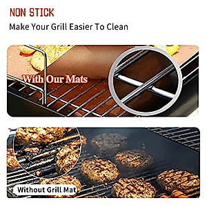 ZCMIAO BBQ Grill Mat, Thickness 0.25mm Non Stick BBQ Mat with Holes Heavy Duty 500 ℉ Grill & Baking Mats (Set of 6), Easy Clean & Use BBQ Accessories, Reusable on Gas Charcoal Electric Grills Black