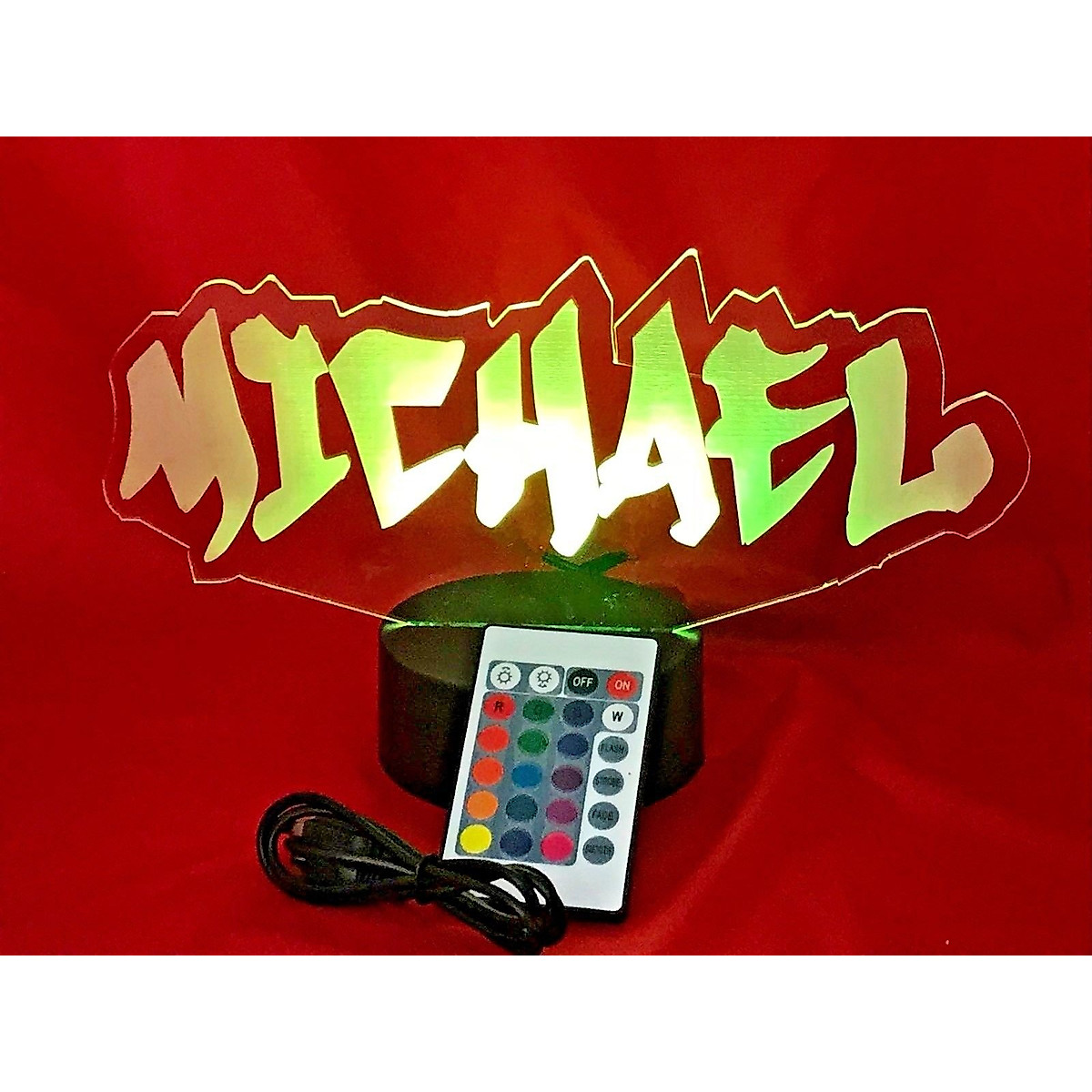 Name Light Up Lamp Any Name Shape Lamp LED Personalized Create Your Own Name In Graffiti Table Lamp LED, Our Newest Feature - It's WOW, With Remote 16 Color Options, Dimmer, Free Engraving, Great Gift