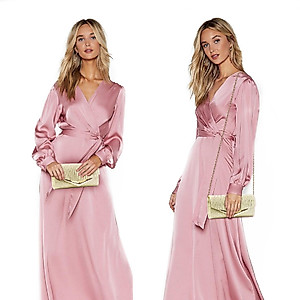 Larcenciel Clutch Purses for Women, Pleated Sequin Envelope Evening Bags w/Chain, Shiny Formal Ladies Shoulder Crossbody Handbags Perfect for Party Prom Weddings Holidays Special Occasions (Gold)