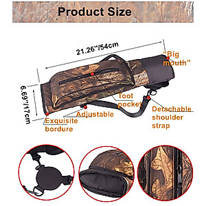 UNISTRENGH Archery Back Arrow Pot 3 Point Harness Waterproof Quiver, Arrow Holder Shoulder Bag for Hunting Shooting (Camouflage)