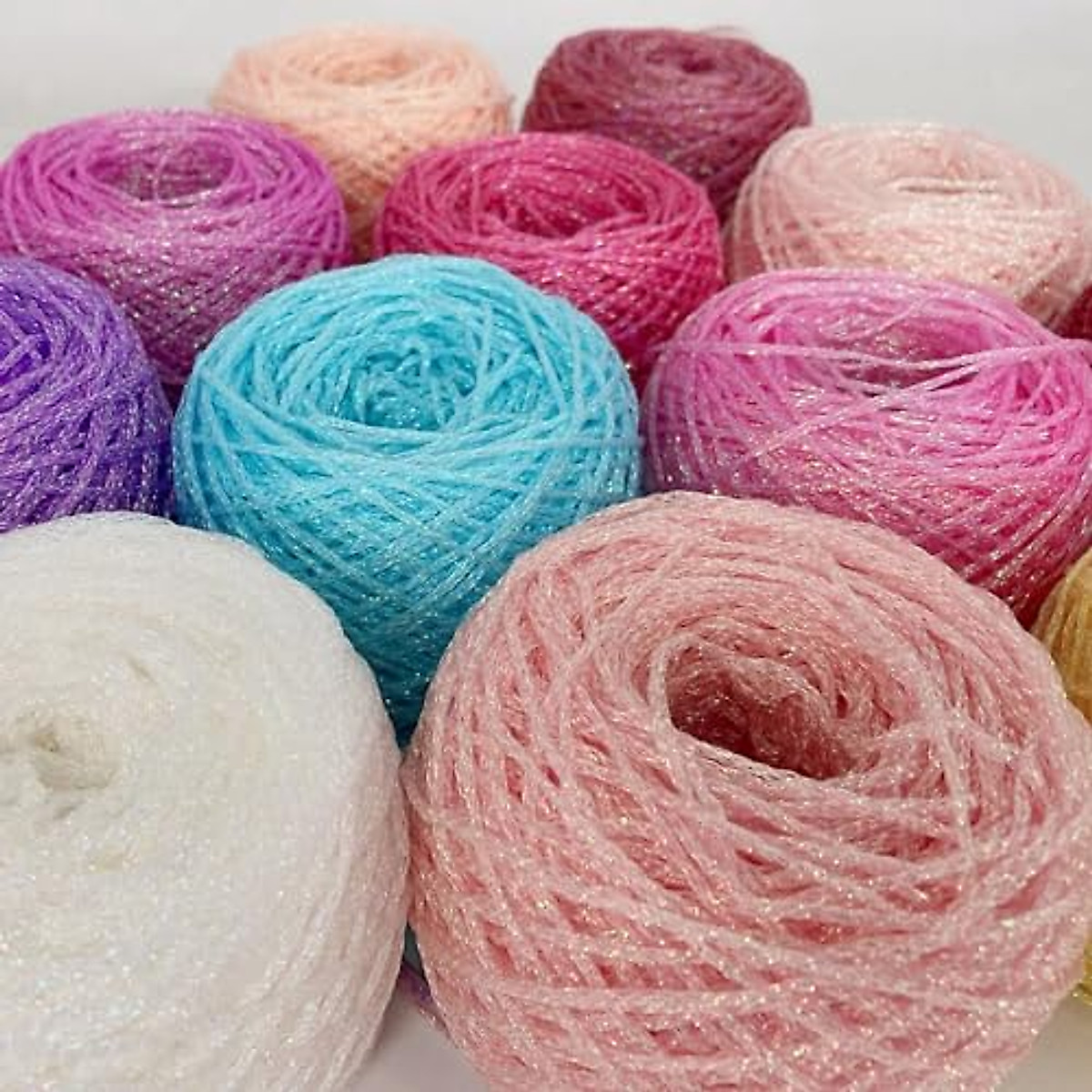 50G Crochet Yarn for Hand Knitting Doll Bags Metallic Cotton Thread Yarns DIY Crocheting Accessoris Gold Laser Lines (Color : Blue)