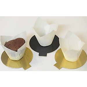 Mini Cake Boards Round Pastry Board with Tab, Gold and Black, Gold Cake Pastry Dessert Cardboard Cake Base Single Portion Pastry Serving Tray,- 3 1/8 '' - for Buffet, 60 pc.
