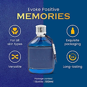 Dumont NITRO BLUE - 3.4oz - Eau De Parfum - Men’s Perfume with Fruity, Floral, Woody & Masculine Fragrance - Long Lasting Cologne Mist & Body Spray - for Him