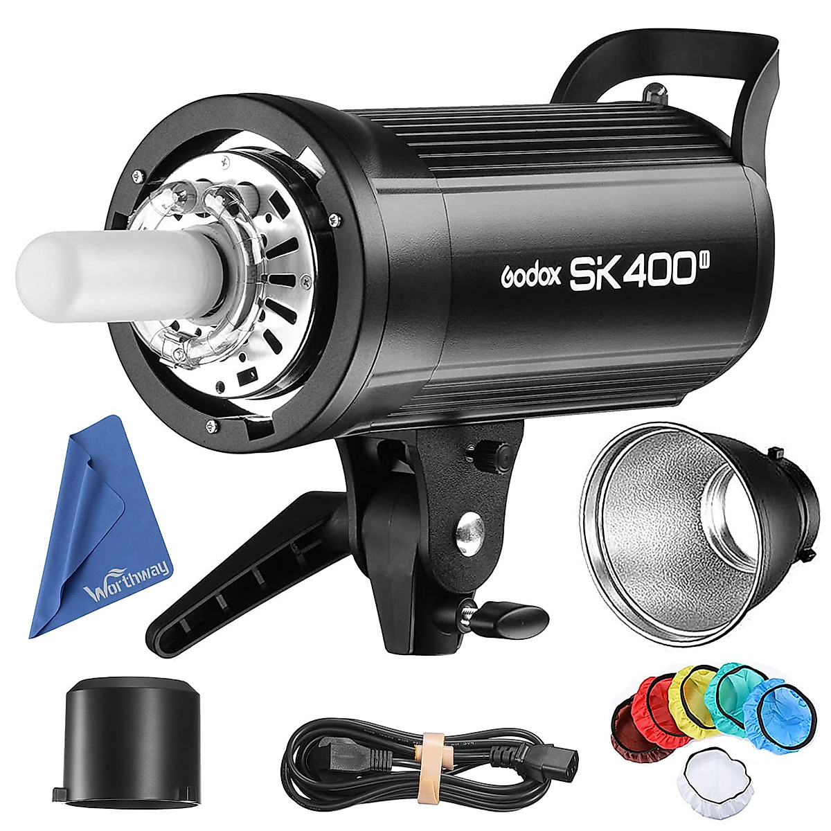 Godox SK400II Strobe Flash Light 400Ws with Standard Reflector, GN65 5600K 2.4G Bowens Mount with 150W Modeling Lamp, for Photography Studio, Portrait Shooting