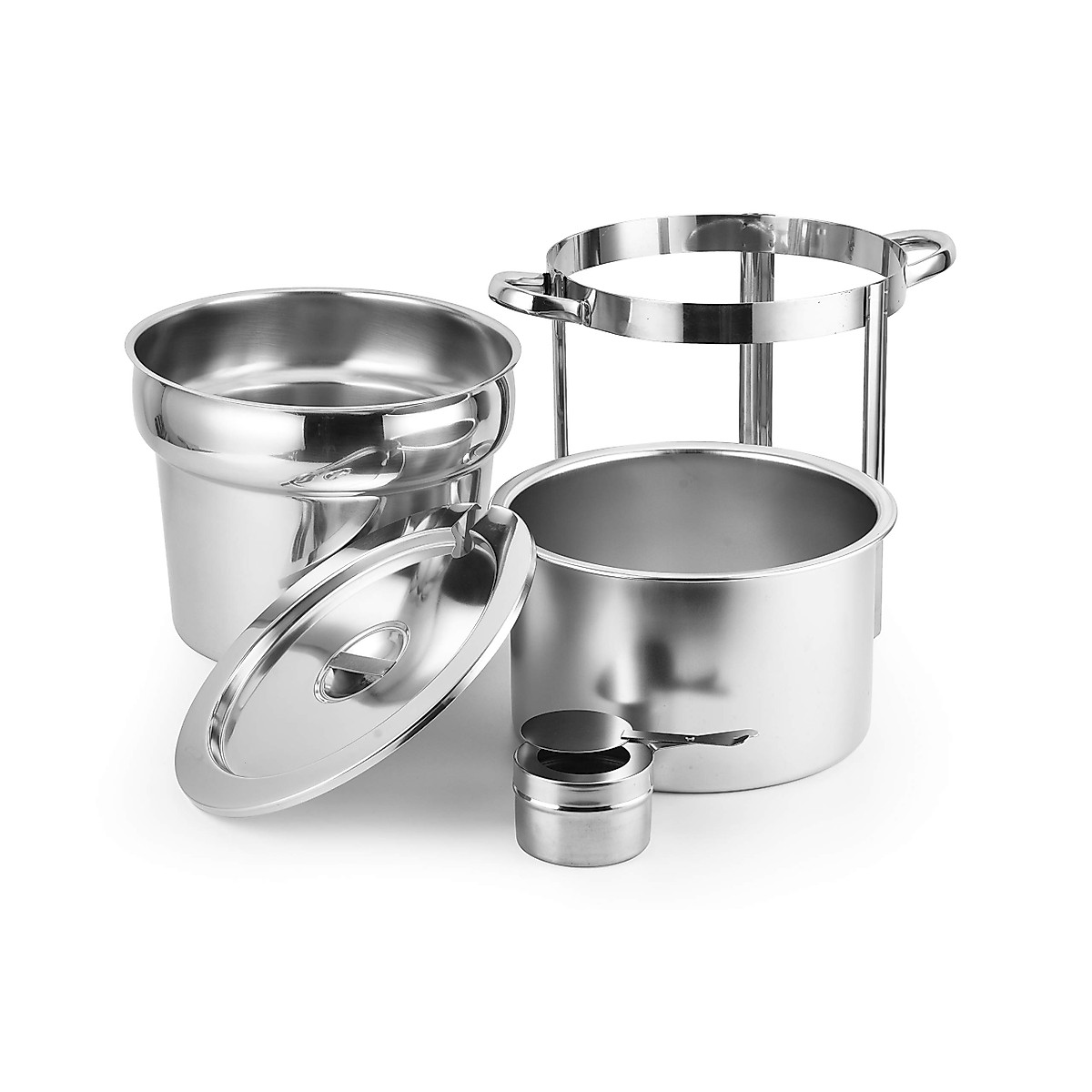 2 Pk 7qt Deluxe Marmite Soup Chafer With 2 6oz Stainless Steel Ladle And 2 Aprons