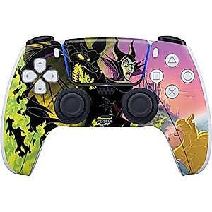 Skinit Decal Gaming Skin Compatible with PS5 and Compatible with PS5 Digital Edition DualSense Controller - Officially Licensed Disney Sleeping Beauty and Maleficent Design
