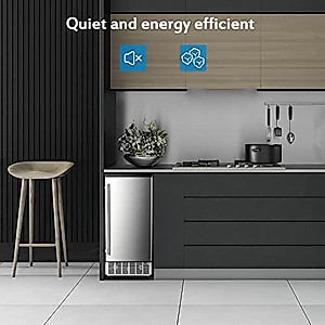 R.W.FLAME Under Counter Ice Maker, 80Lbs Daily Built-in Ice Maker Machine, Reversible Door, Auto Clean, 24H Timer, Commercial Ice Maker for Home & Coffee Shop, Silver