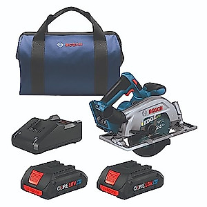 BOSCH GKS18V-22B25 18V Brushless Blade-Right 6-1/2 In. Circular Saw Kit with (2) CORE18V 4 Ah Advanced Power Batteries