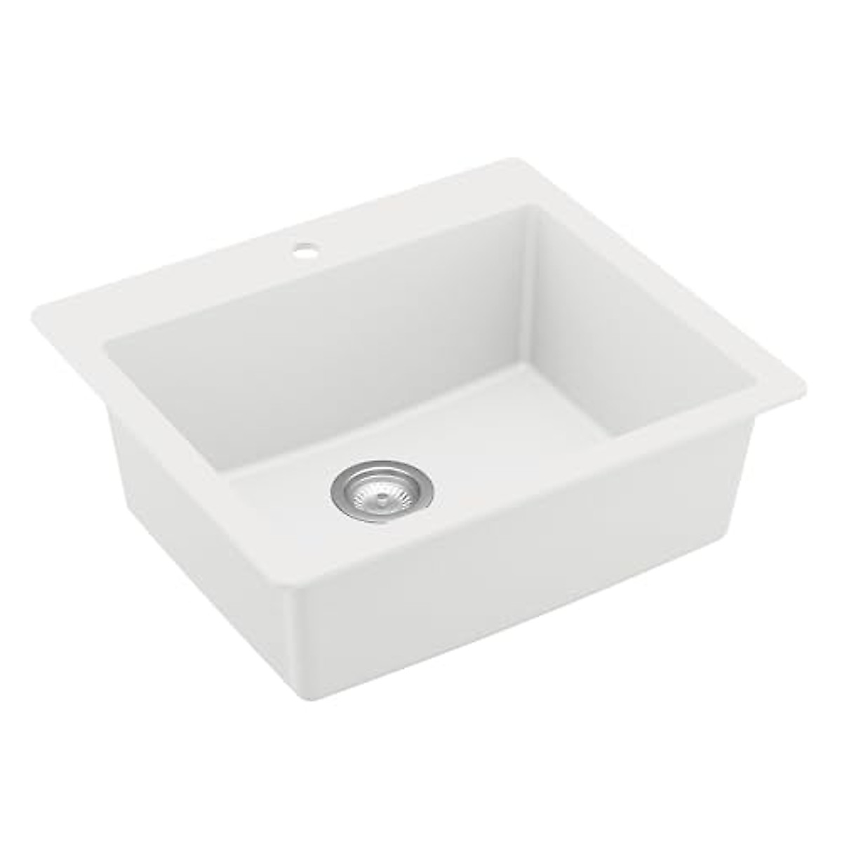 Karran QT-820 Top Mount 25 in. Single Bowl Quartz Kitchen Sink in White