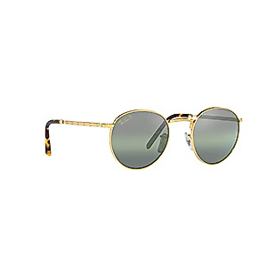 Ray-Ban RB3637 New Round Sunglasses, Legend Gold/Polarized Clear Gradient Dark Green, 53 mm