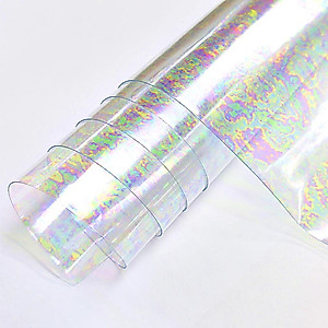 Iridescent Clear Film Laser Mirror Rainbow Transparent PVC Waterproof Vinyl Material for Bows Jewlery Bags Making DIY Crafts (Camo Patterns)