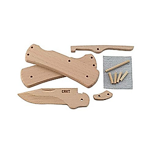 COLUMBIA RIVER KNIFE & TOOL CRKT Nathan's Knife Kit: Wooden Pocket Knife, Drop Point Blade Design with Working Lock Back, Craft Project, Great for Kids 1032 , Black