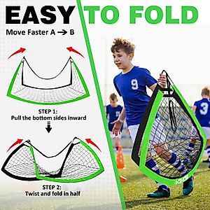 BOHEN Portable Soccer Goal for Kids - 6x4FT Foldable Soccer Net for Backyard Indoor Outdoor with Carrying Bag & Target Gate for Easy Storage and Transportation(6x4FT, 1 Piece, Green)