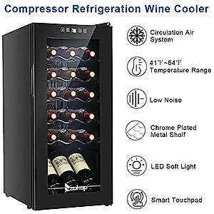 Winado 18 Bottle Compressor Wine Cooler Refrigerator w/Adjustable Temperature, Freestanding Compact Mini Wine Fridge with Digital Control & Removable Shelves