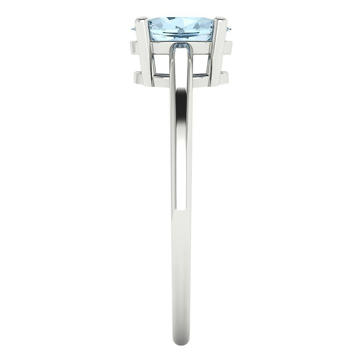 Clara Pucci 1.0 ct Oval Cut Solitaire Natural Aquamarine Engagement Wedding Bridal Promise Anniversary Ring 18K White Gold Size 3.5