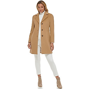 Calvin Klein Women's Classic Cashmere Wool Blend Coat, Camel Classic, 14