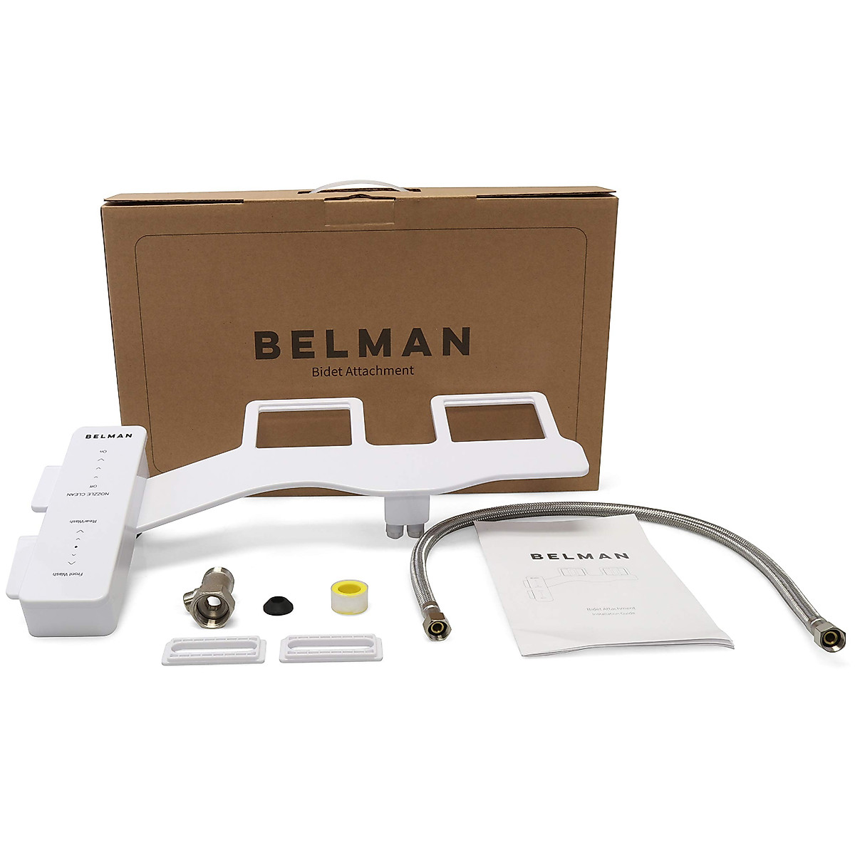 BELMAN Classic Bidet Toilet Attachment - Modern & Slim - Fresh Clean Water Sprayer - Self Cleaning Dual Wash Nozzles - Adjustable Water Pressure - Non-Electric Quick Installation - White