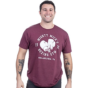Ann Arbor T-shirt Co. Mighty Mick's Boxing Gym 1976 | Philadelphia Boxer Vintage Style Gloves T-Shirt-(HthMaroon,XL)