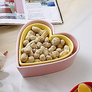 Sizikato Cute Heart Shaped Ceramic Bowl Salad Bowl Dessert Bowl Snack Bowl.