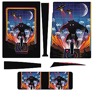 PlayStation 5 optical drive version sticker protective cover, The Invaders ps5 controller protective shell (compatible with ps5 optical drive)