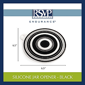 RSVP International Silicone Multi-Purpose Kitchen Tool Jar Opener/Non Skid Pad for Mixing Bowls, 6.5" Round, Black