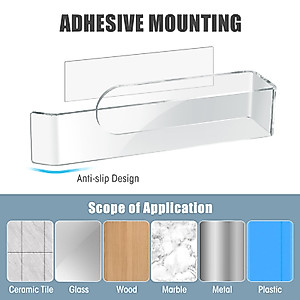 NiHome Wall Mount Clear Acrylic Hand Towel Racks 2-Pack for Towels, Accessories in Bathroom, Kitchen, Bedroom - Adhesive Towel Bar Hand Towel Holder, Versatile Transparent Design, Waterproof