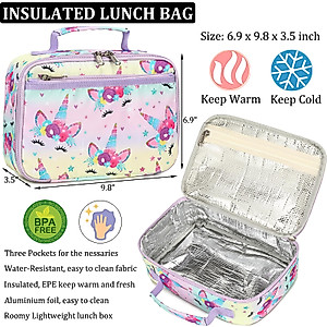 JIANYA Backpack for Girls Kids School Backpack Lunbox Combo Teen Girl Unicorn Bookbag School Bag, Purple