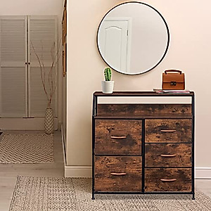 AIIT Kinlife Drawer Dresser Storage Tower, 5-Drawer Organizer Unit with MDF Board Tabletop, Organizer Tall Fabric Storage Tower for Bedroom Kitchen Living Room Study Entryway