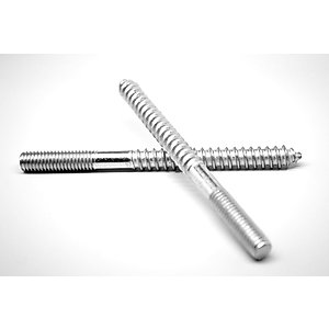 1/2-13 x 6 Coarse Thread Hanger Bolt Plain Center Low Carbon Steel Zinc Plated Pk 100