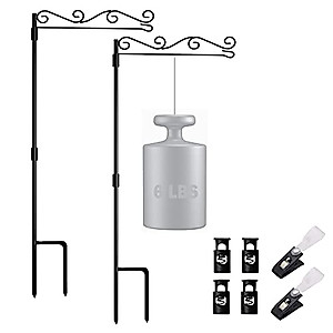 Garden Flag Stand Flagpole,Sturdy Wrought Iron Garden Flag Holder Include Yard Flag Pole Clip for Season Garden Flags (Without Flag) (2 Pack)
